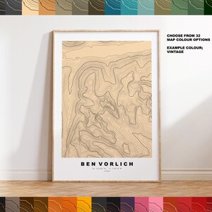 Ben Vorlich Print - Contour Map - Ben Vorlich Poster - Scotland ...
