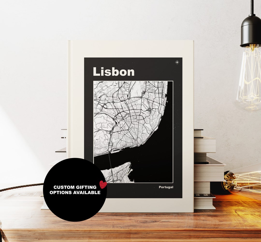 Lisbon Map Notebook A5 or A4 Map Notebook Hardcover - Etsy