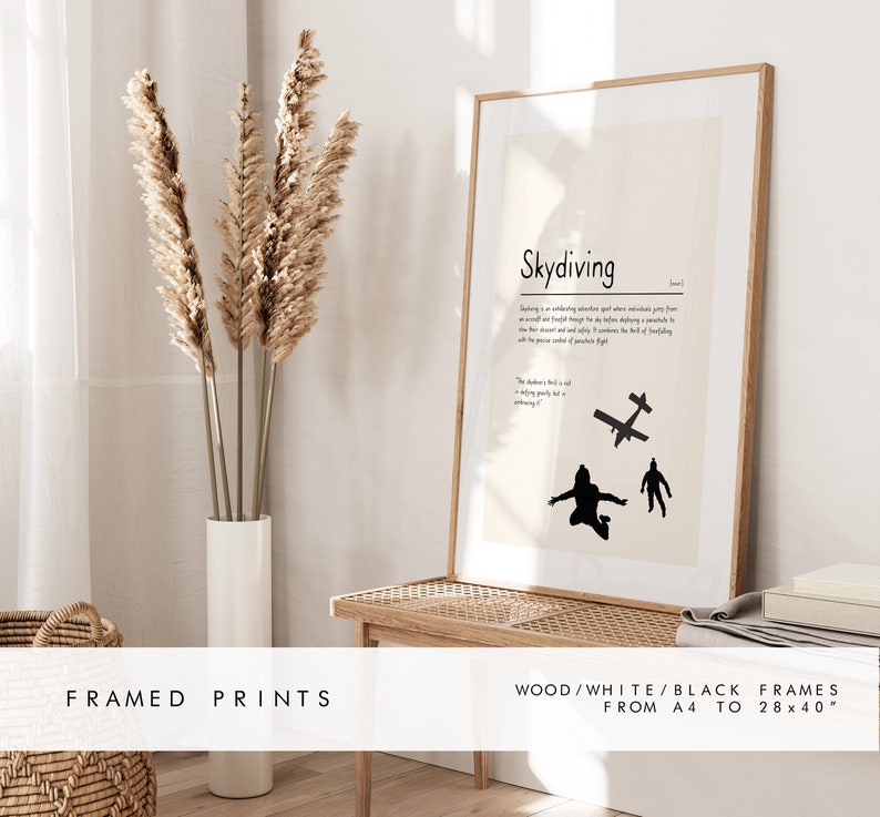 Skydiving Definition Print - Custom Text/quote Options - Customised ...