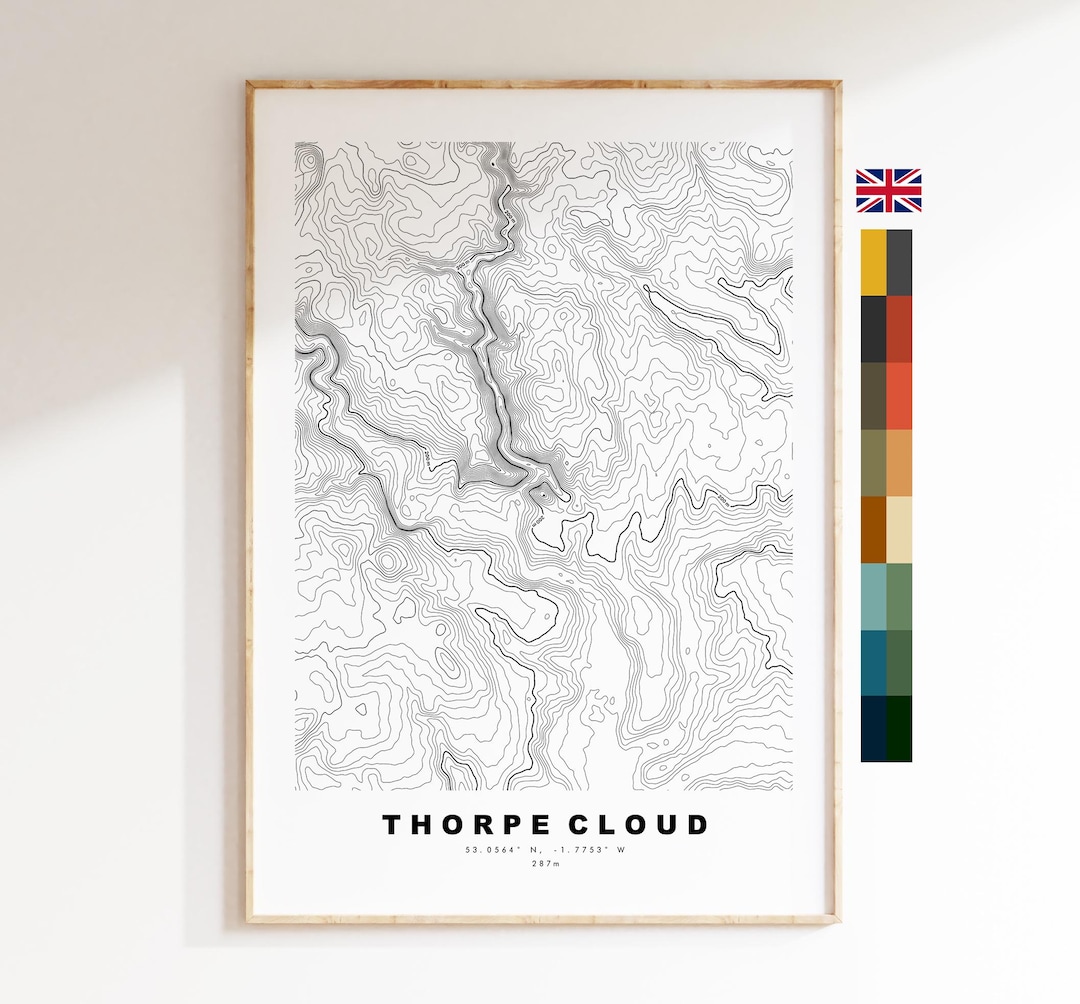 Thorpe Cloud Print - Contour Map - Thorpe Cloud Map - Topographic Map ...