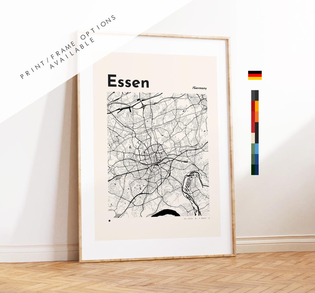Essen Map Print - Essen City Map - Germany - Prints or Framed Prints ...