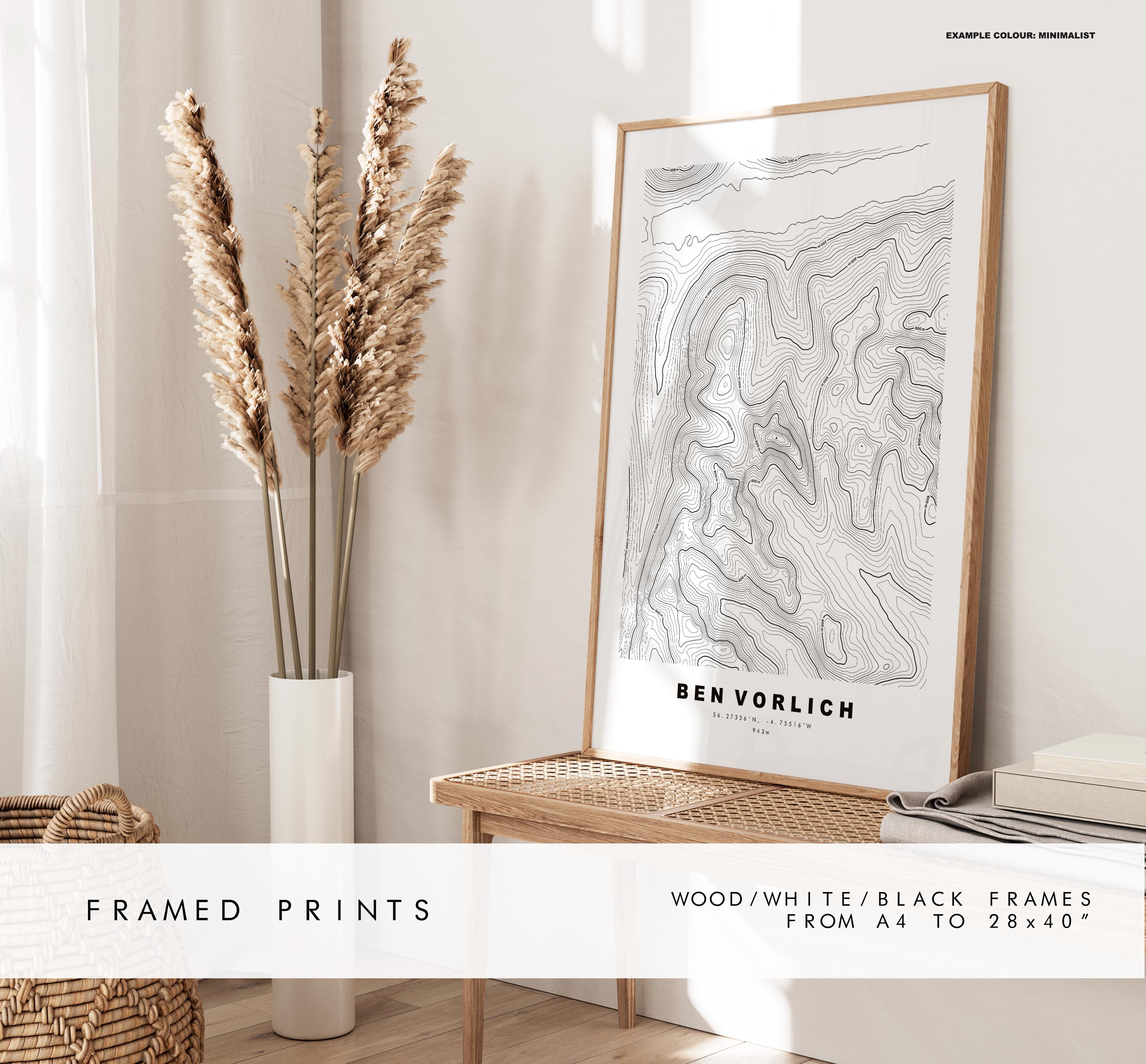 Ben Vorlich Print - Contour Map - Ben Vorlich Poster - Scotland ...