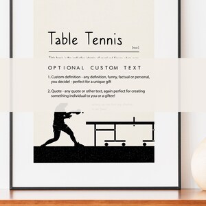 Table Tennis Definition Print - Custom Text/quote Options - Customised ...