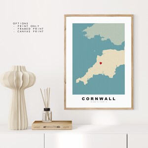 Cornwall Print - Custom Map Print - Personalised Text Gift Options ...