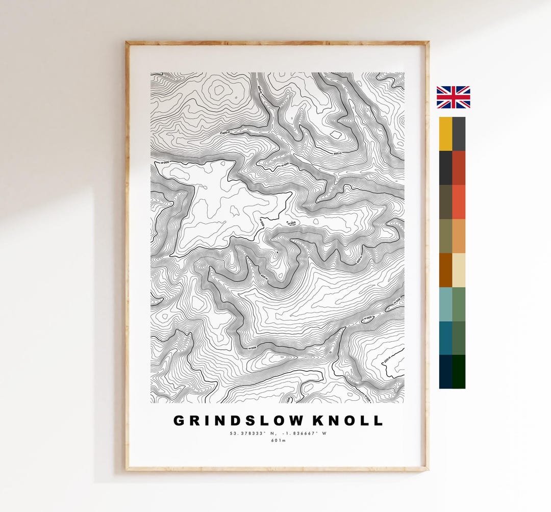 Grindslow Knoll Print - Contour Map - Grindslow Knoll Map - Topographic ...