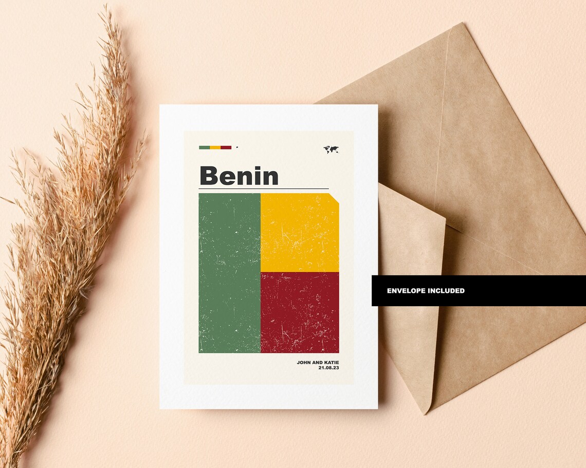 Benin Greeting Card - Custom Greeting Card - Benin Flag - Blank Card ...