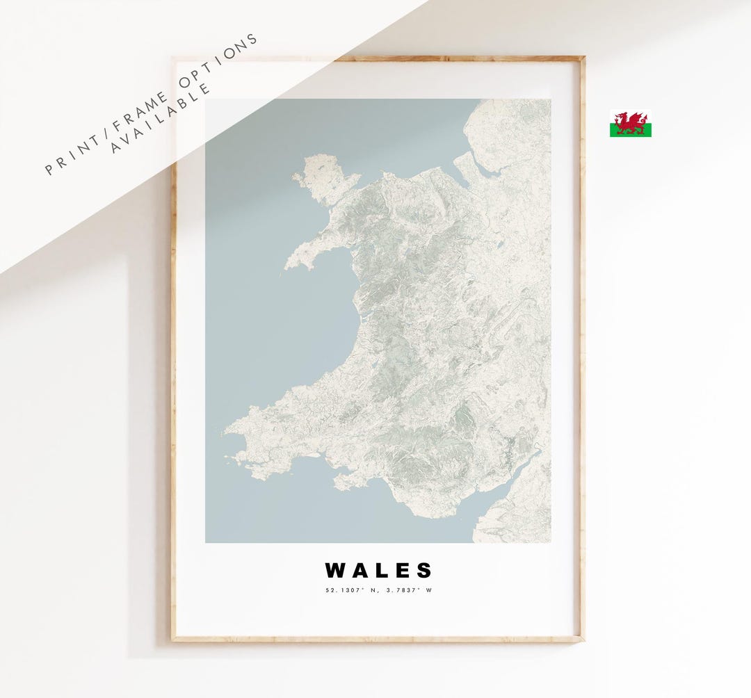 Wales Map Print - Contour Map - Topographic Map - Wales Country Map - Wales - Custom Options ...