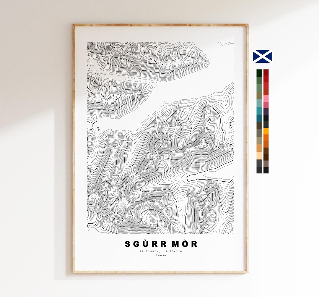 Sgurr Mor Print (loch Quoich) - Contour Map - Sgurr Mor Poster ...