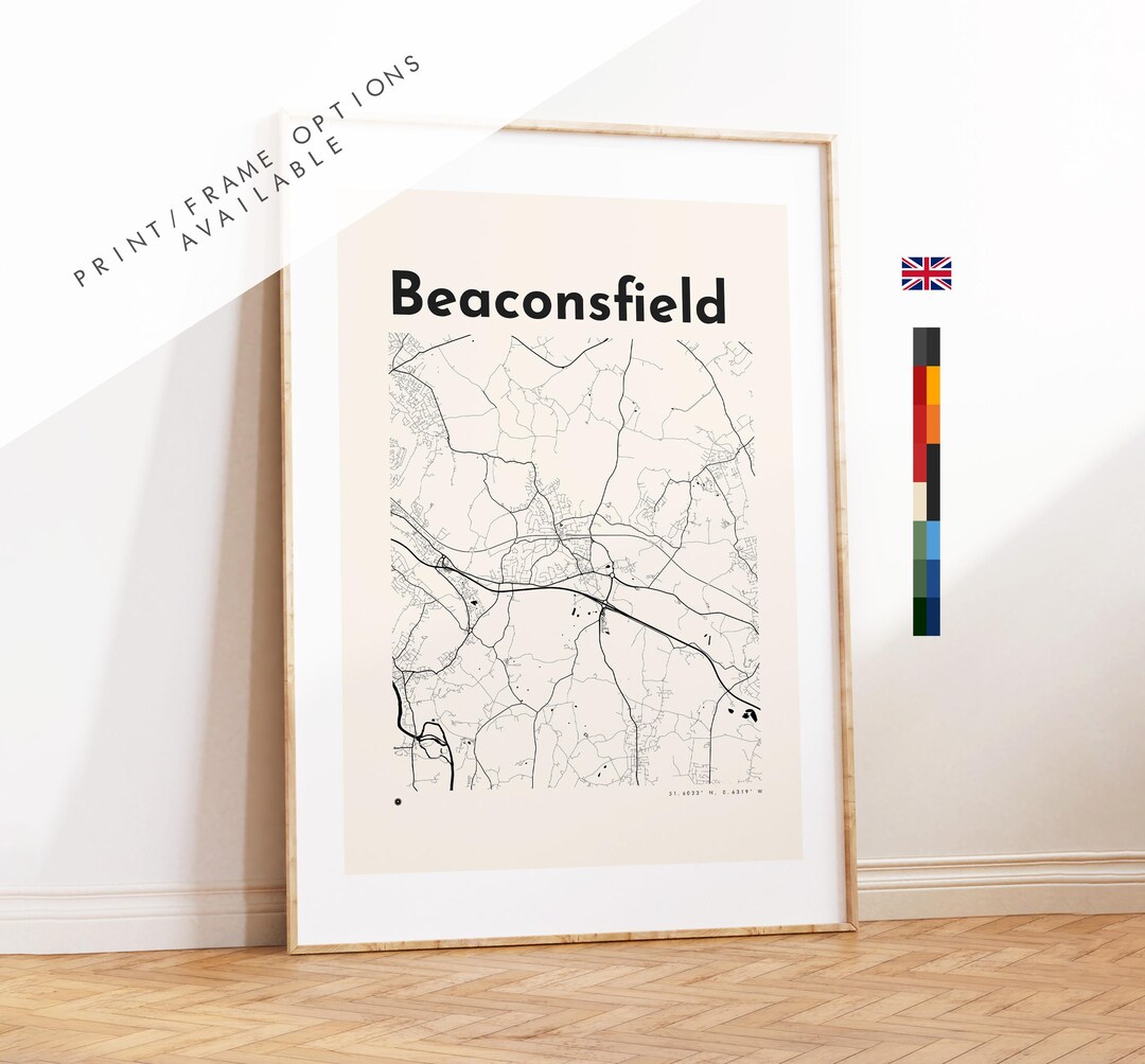 Beaconsfield Map Print - Custom Options/colours Available - Prints or ...