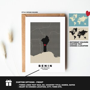 Benin Custom Greeting Card - Kraft Envelope Included - Custom Text ...