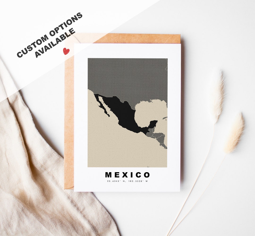 Mexico Custom Greeting Card - Kraft Envelope Included - Custom Text ...