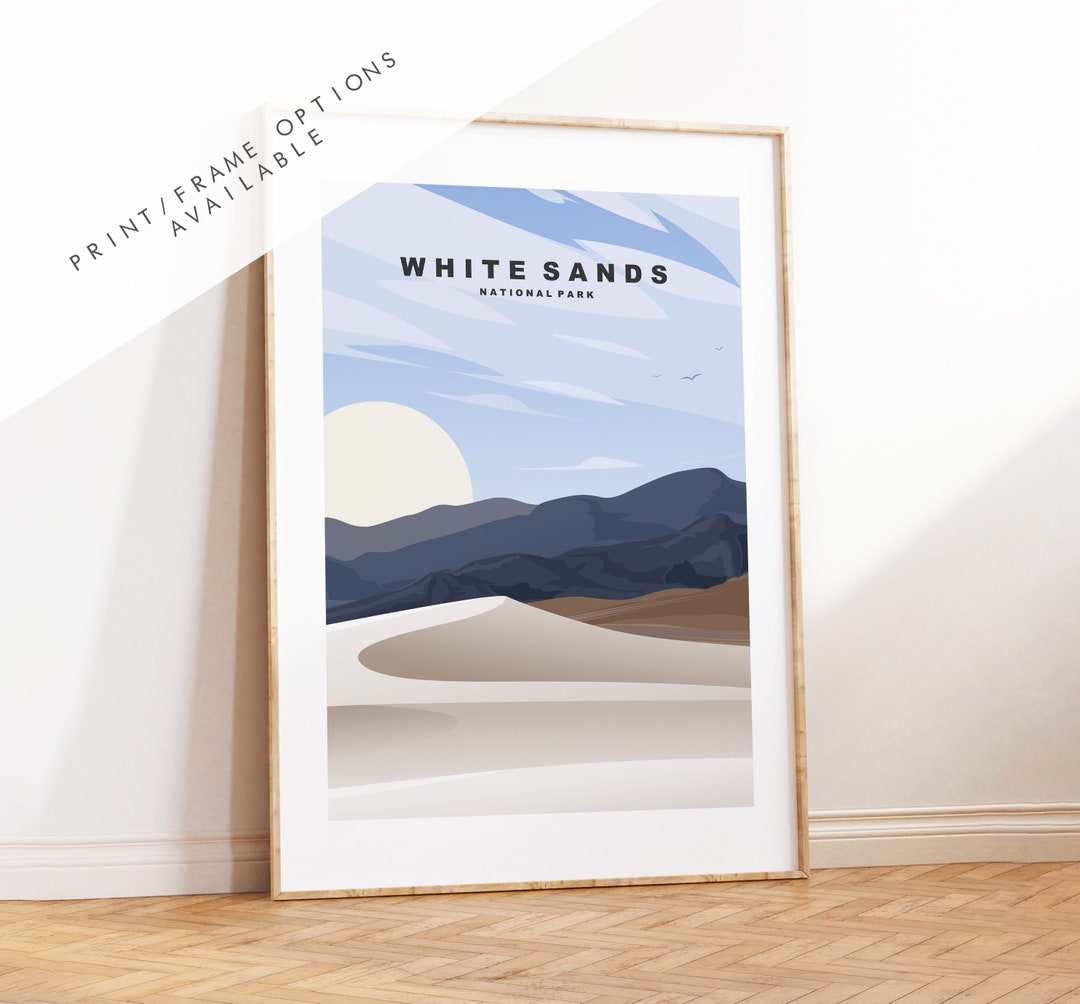 White Sands Print - US National Park Travel Poster - Prints, Framed or ...