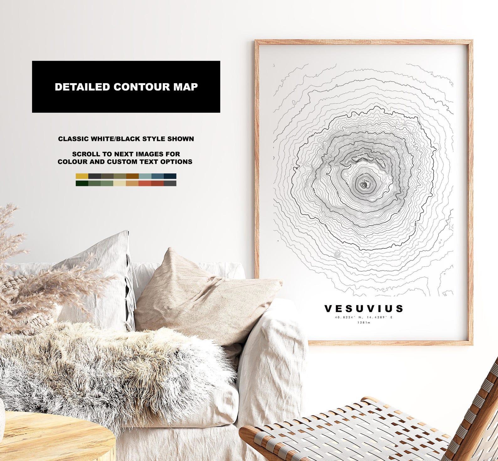 Vesuvius Map Print - Contour Map Print - Topographic Map - Poster ...