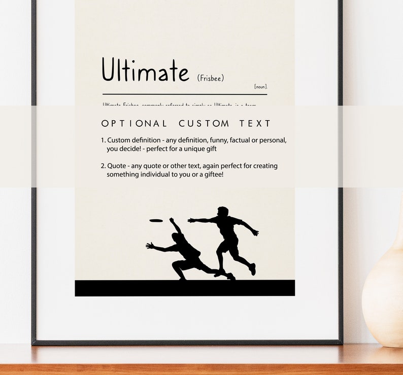 Ultimate Frisbee Definition Print - Custom Text/quote Options ...