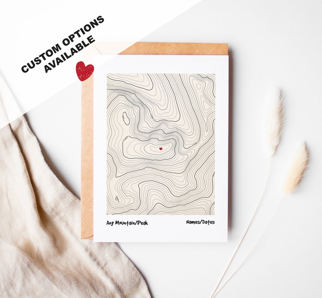 Custom Hiking Card, Any Mountain/peak - Blank Inside or Include Message ...