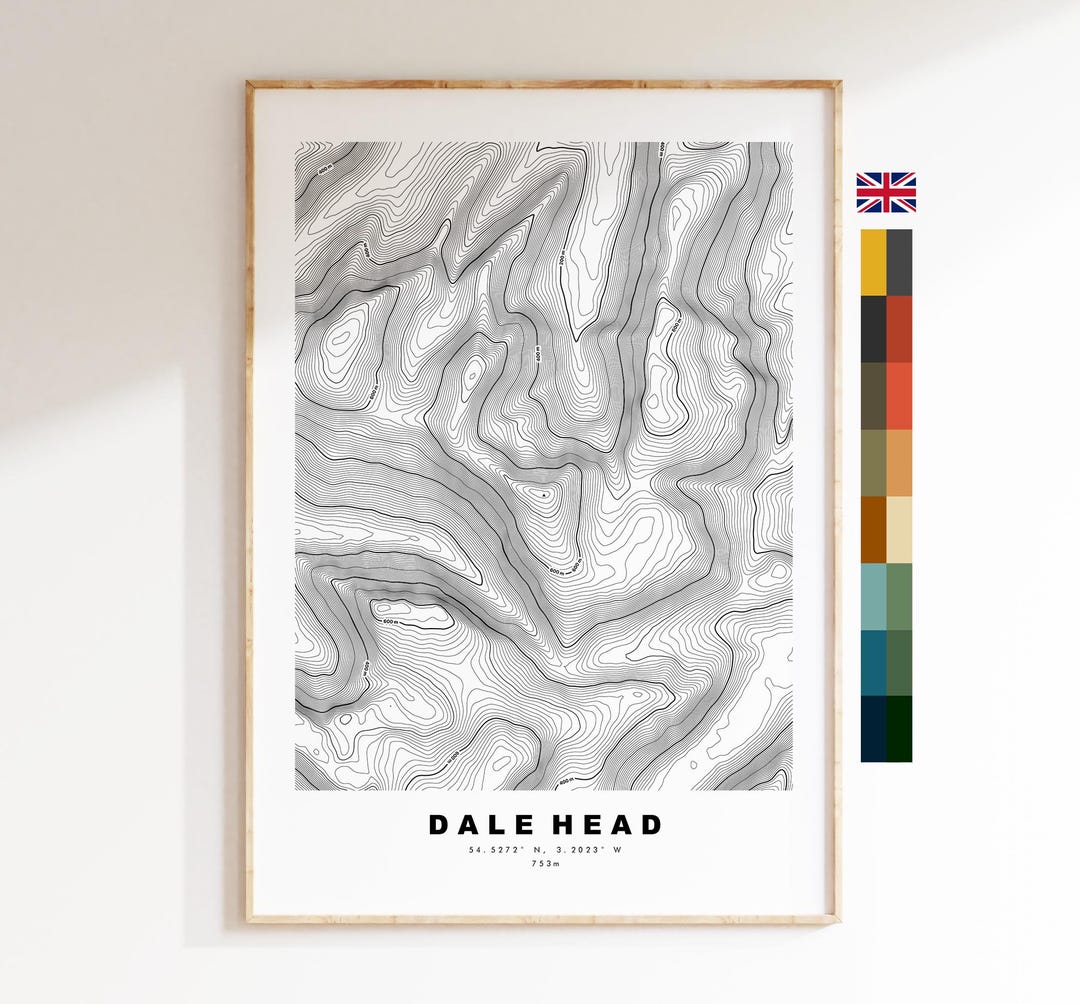 Dale Head Print - Contour Map - Dale Head Lake District Map - Lake ...