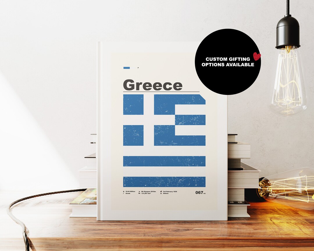 Greece Notebook - Flag - A5 or A4 - Map Notebook - Hardcover Journal ...