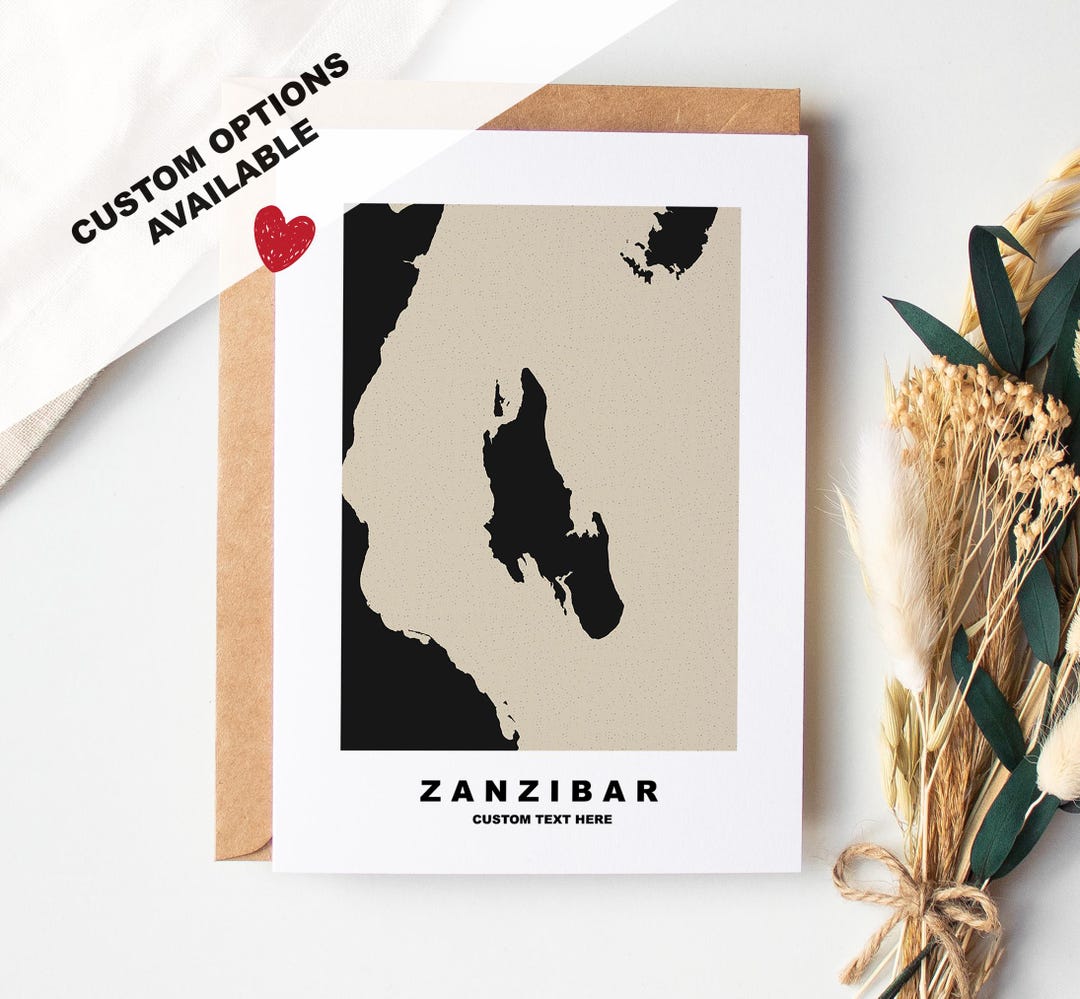 Zanzibar Custom Greeting Card - Kraft Envelope Included - Custom Text ...