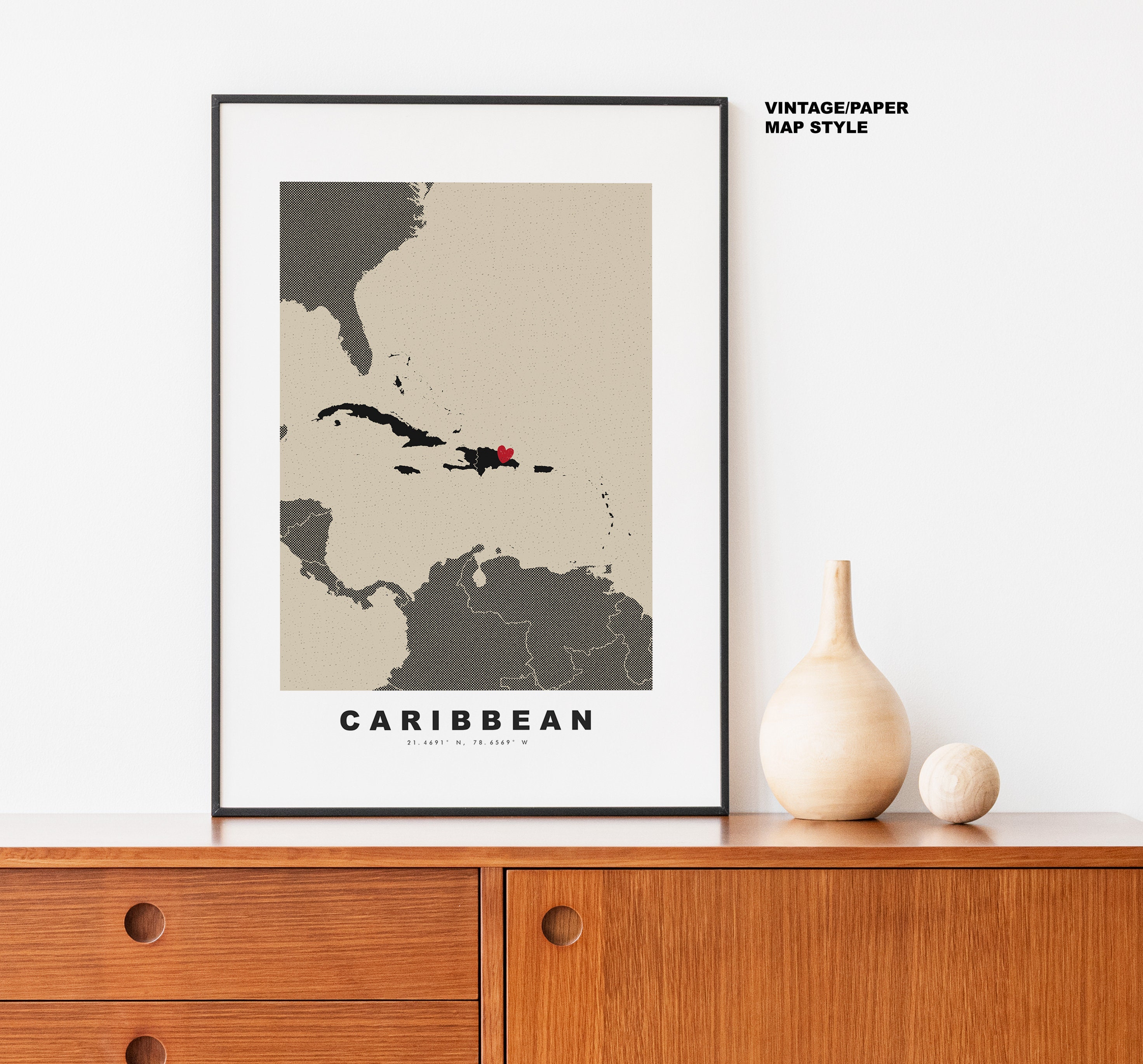 Caribbean Map Print - Personalised Map Gift - Framed or Canvas Options ...