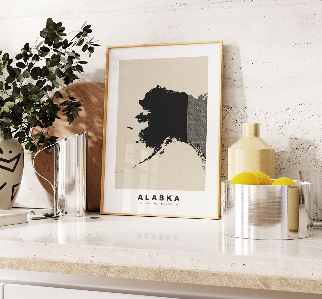 Alaska Print - Custom Map Print - Personalised Text Gift Options ...
