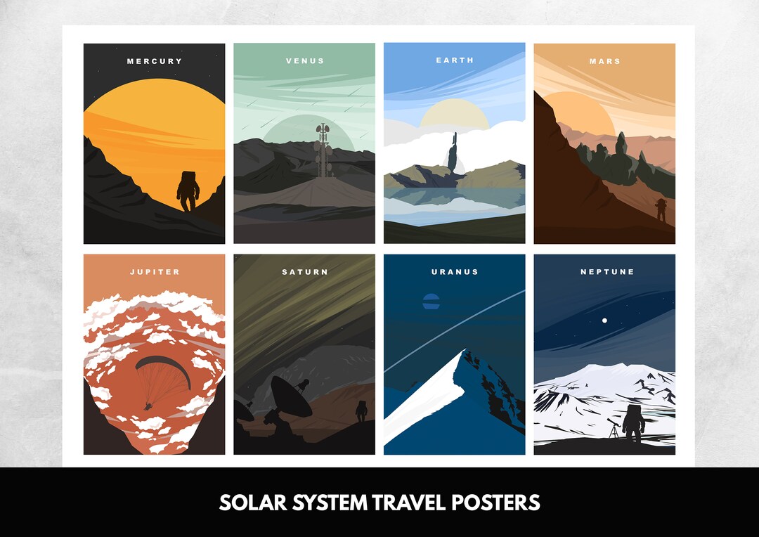 Solar System Travel Poster Sets Choose Your Own Set - Etsy