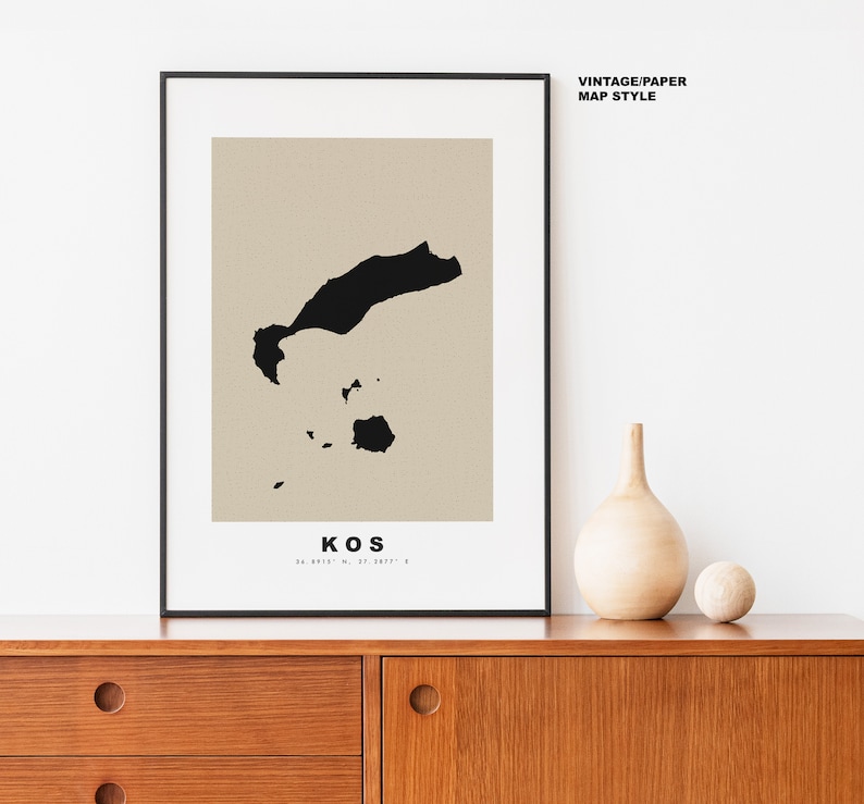 Kos Map Print - Personalised Map Gift - Framed or Canvas Options ...