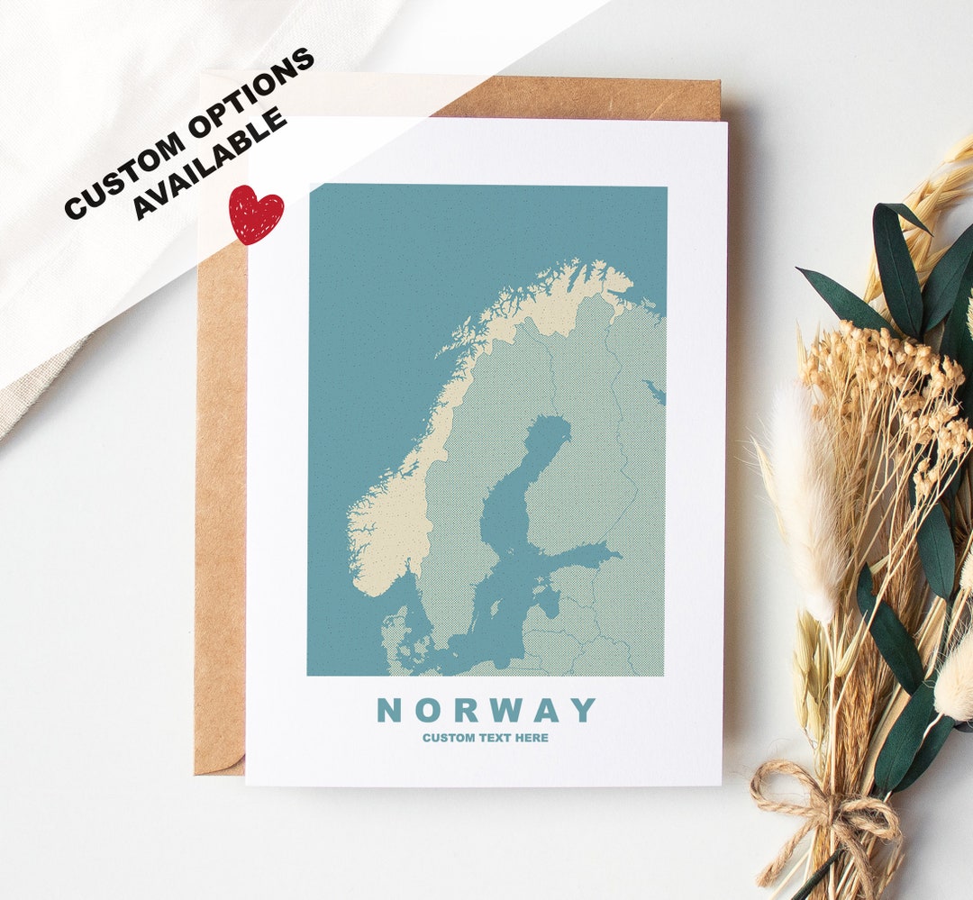 Norway Greeting Card - Custom Options Available - Kraft Envelope ...