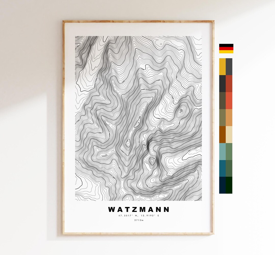 Watzmann Map Print - Contour Map Print - Topographic Map - Poster ...