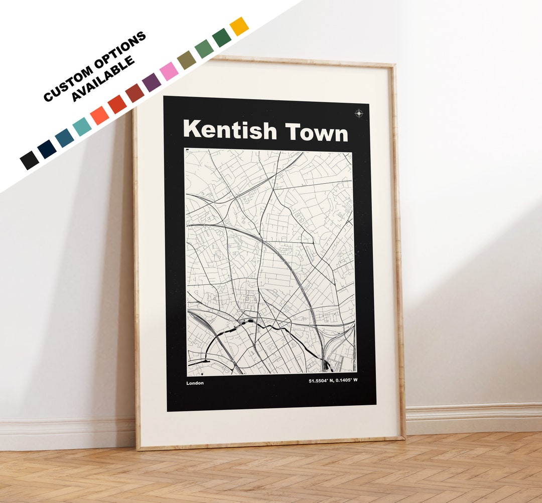 Kentish Town Map Print Custom Options/colours Available Prints or ...