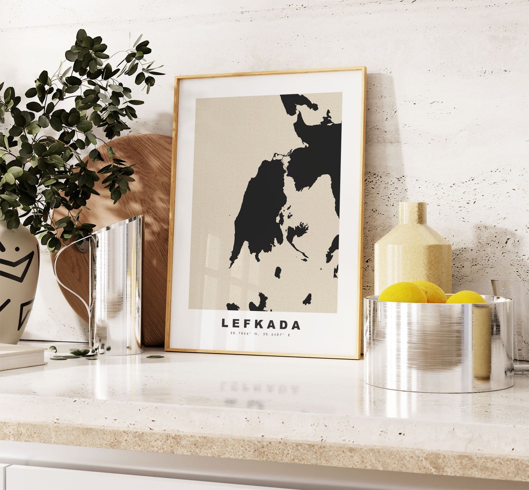 Lefkada Print - Custom Map Print - Personalised Text Gift Options ...