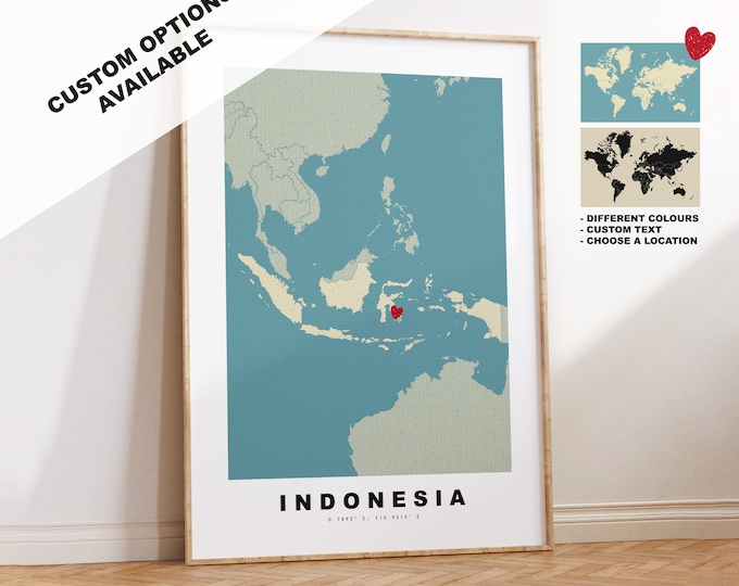 Indonesia Map, Indonesia 2D Relief Map, Indonesia Vintage Map ...
