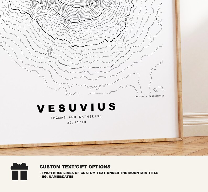 Vesuvius Map Print - Contour Map Print - Topographic Map - Poster ...