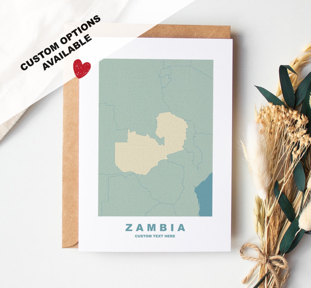 Zambia Greeting Card - Custom Options Available - Kraft Envelope ...