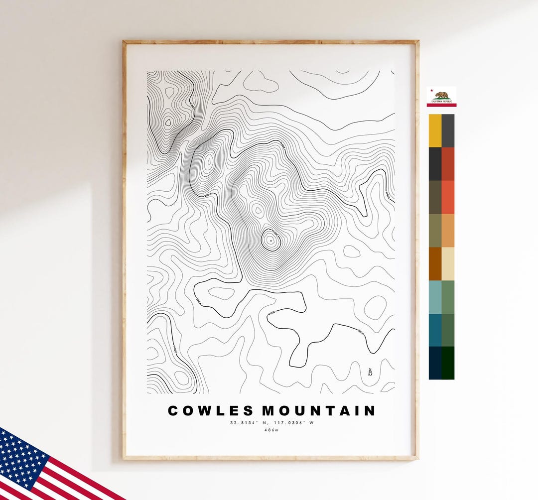 Cowles Mountain Map Print - Contour Map Print - Topographic Map ...