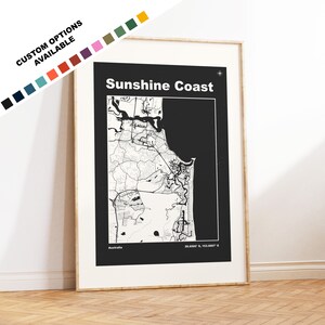 Sunshine Coast Map Print Custom Options/colours Available Prints or ...