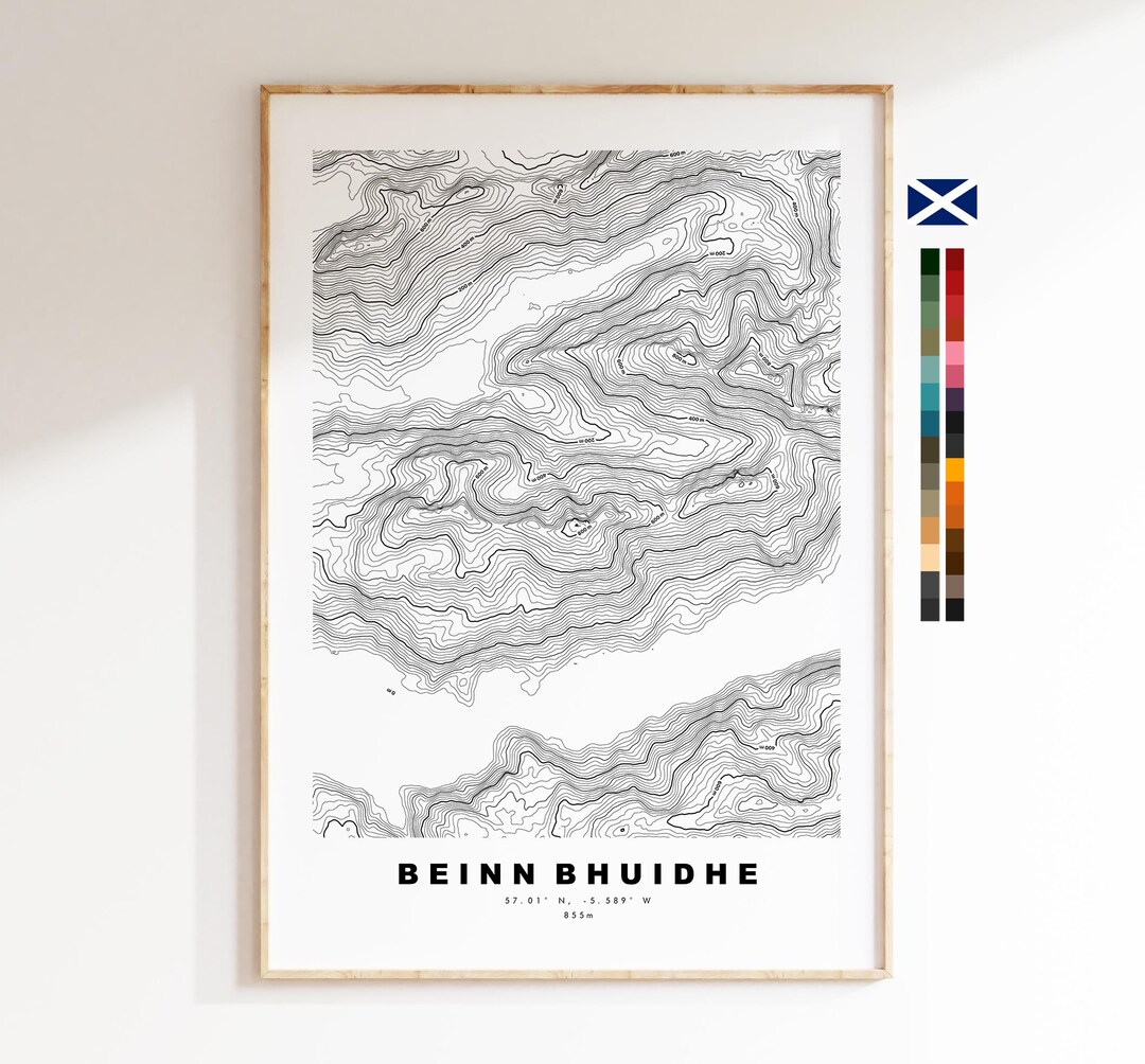 Beinn Bhuidhe Print (knoydart) - Contour Map - Beinn Bhuidhe Poster ...