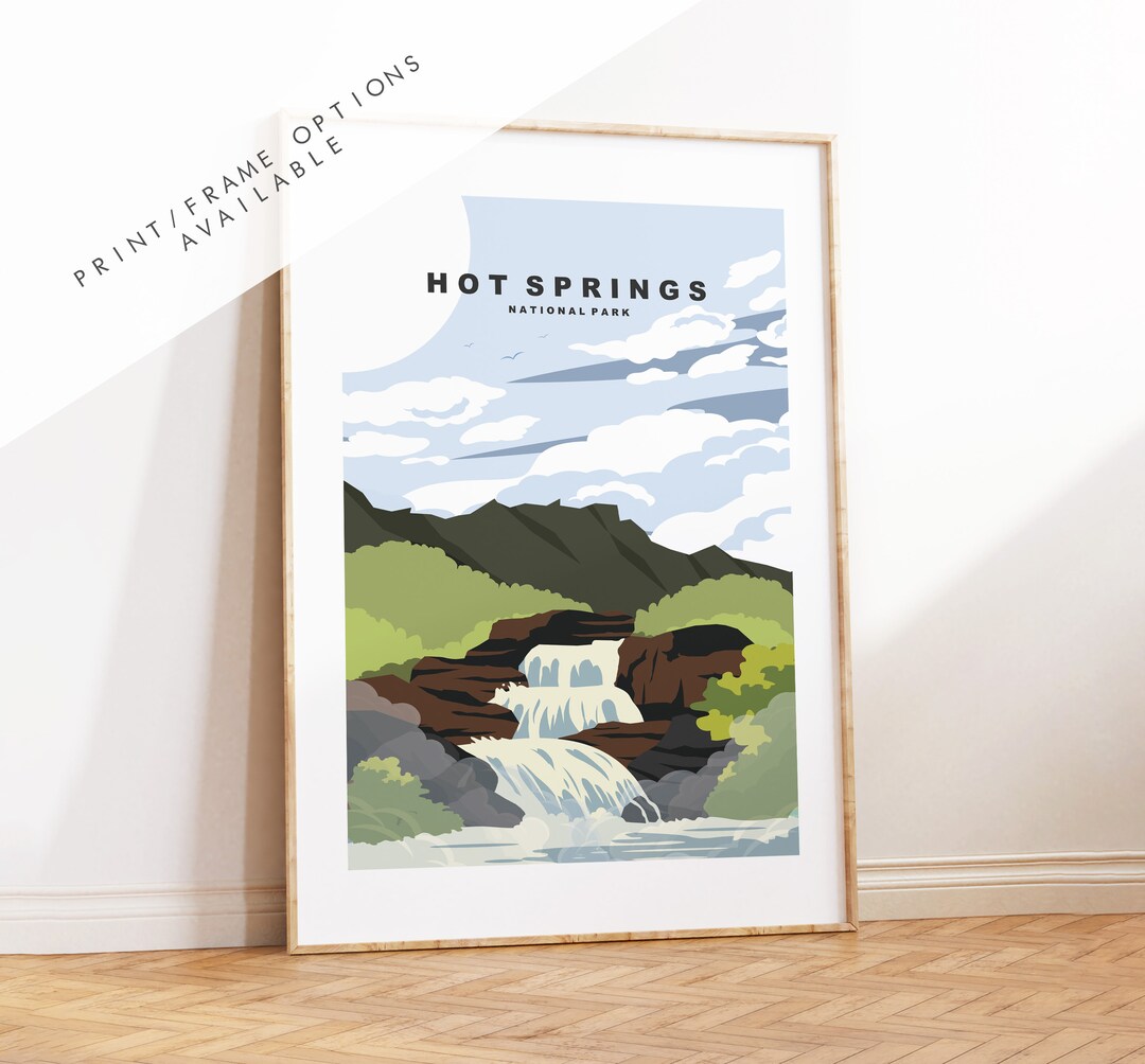 Hot Springs Print - US National Park Travel Poster - Prints, Framed or ...