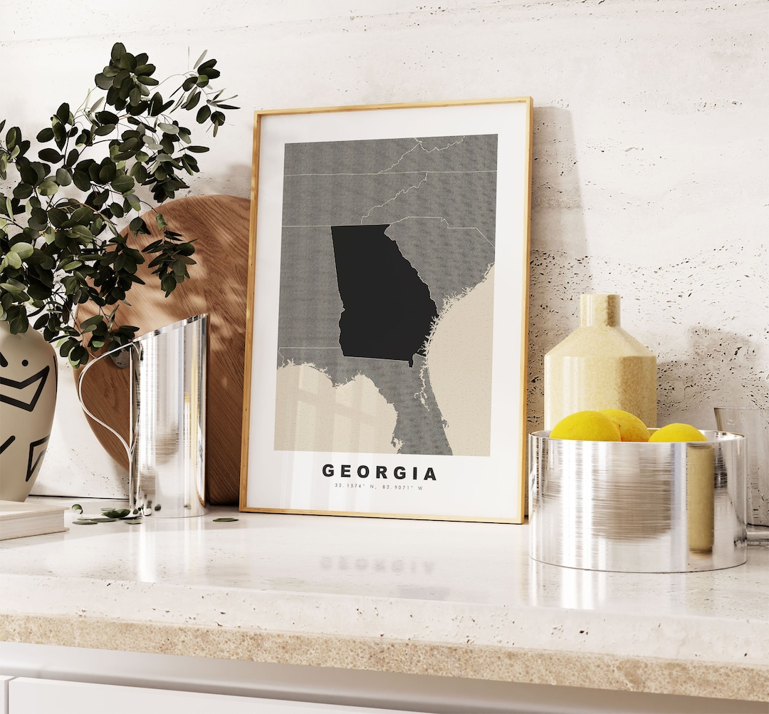 Georgia State Print - Custom Map Print - Personalised Text Gift Options ...