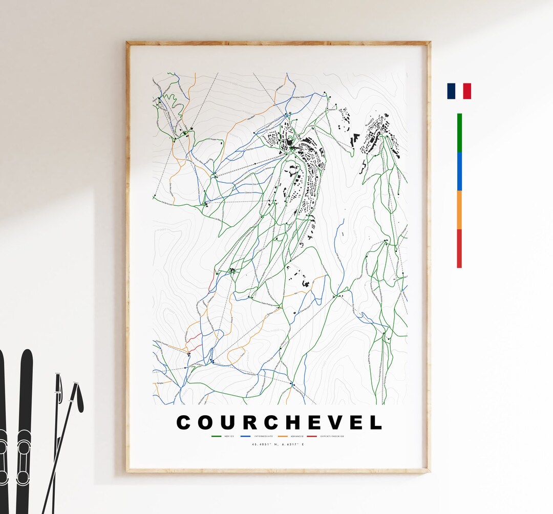 Courchevel Ski Map Print - Ski Map Print - Contour Map - Courchevel ...