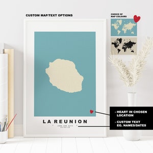 La Reunion Map Print - Personalised Map Gift - Framed or Canvas Options ...