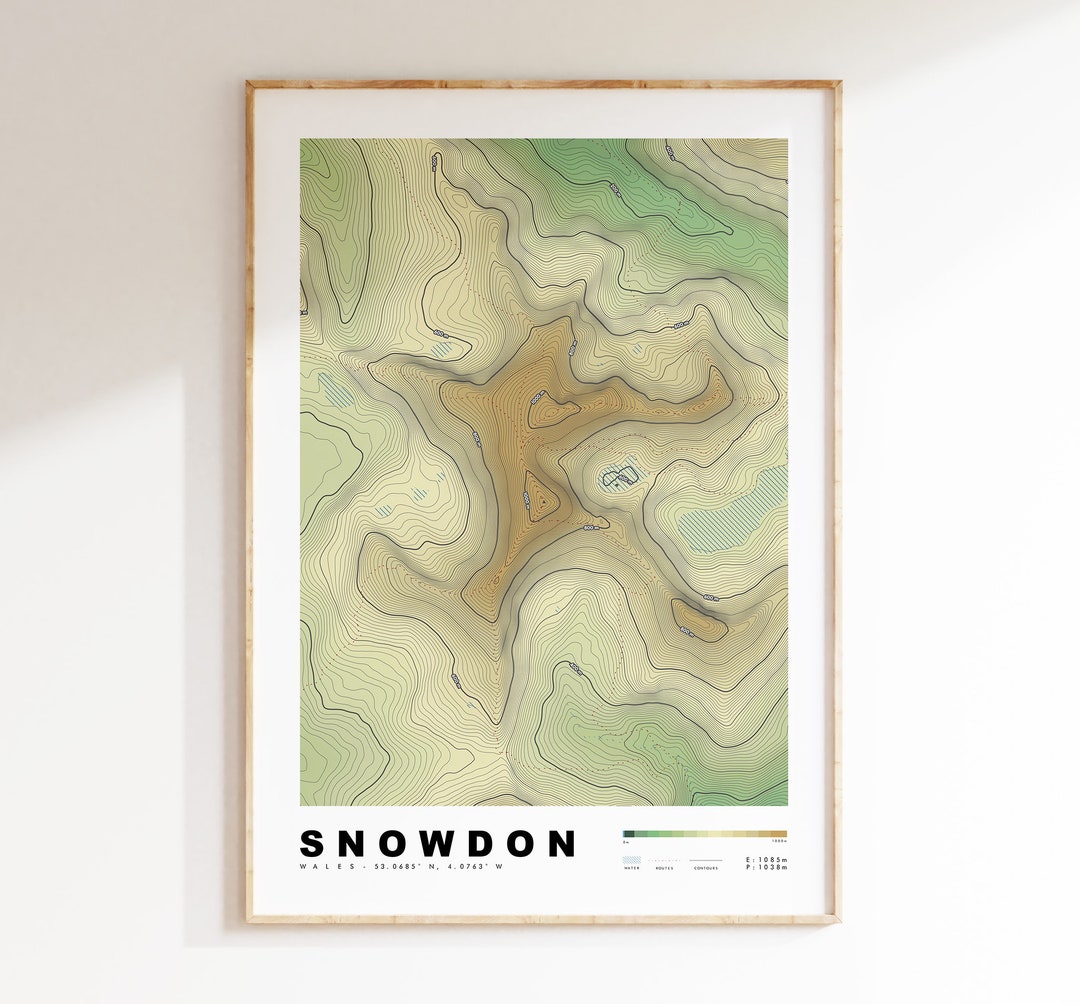 Snowdon Map Print - Topographic Map Print - Contour Map - Snowdonia ...