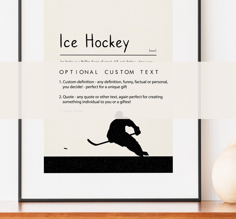 Ice Hockey Definition Print - Custom Text/quote Options - Customised ...