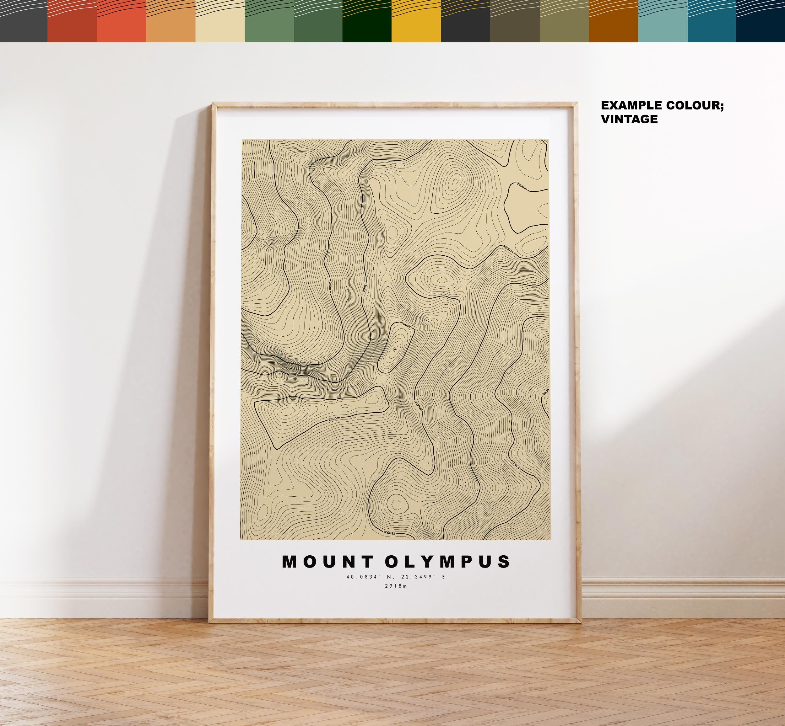 Mount Olympus Map Print - Contour Map Print - Topographic Map - Poster ...