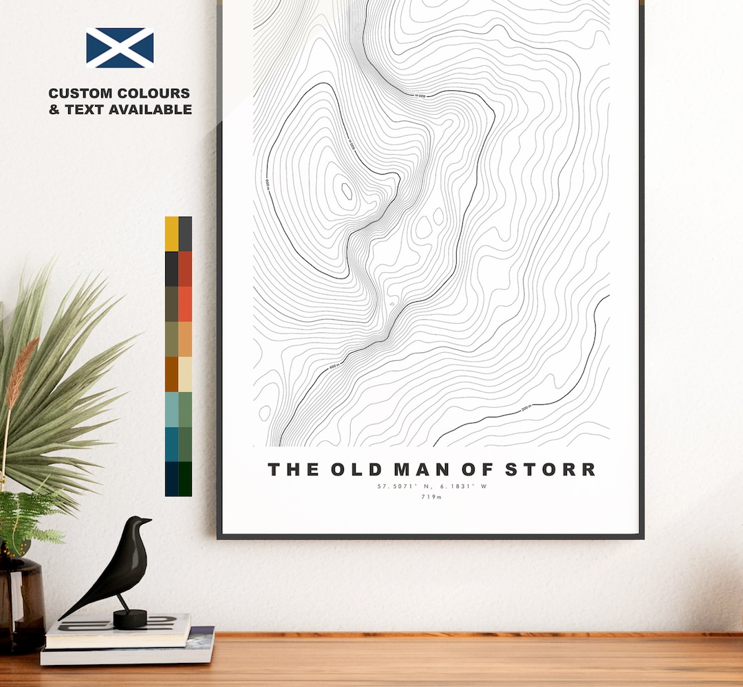 Old Man of Storr Print - Contour Map - the Storr Poster - Scotland ...