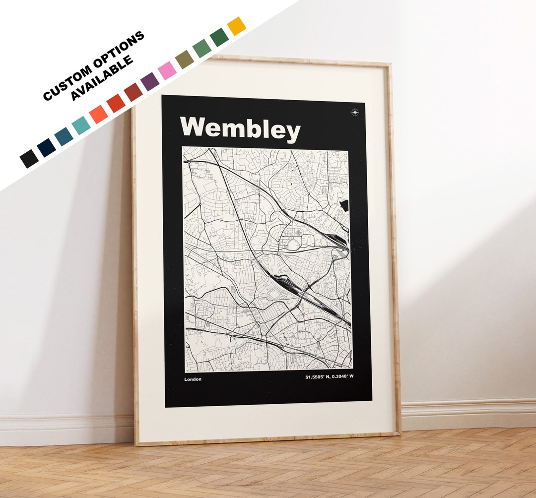Wembley Map Print Custom Options/colours Available Prints - Etsy