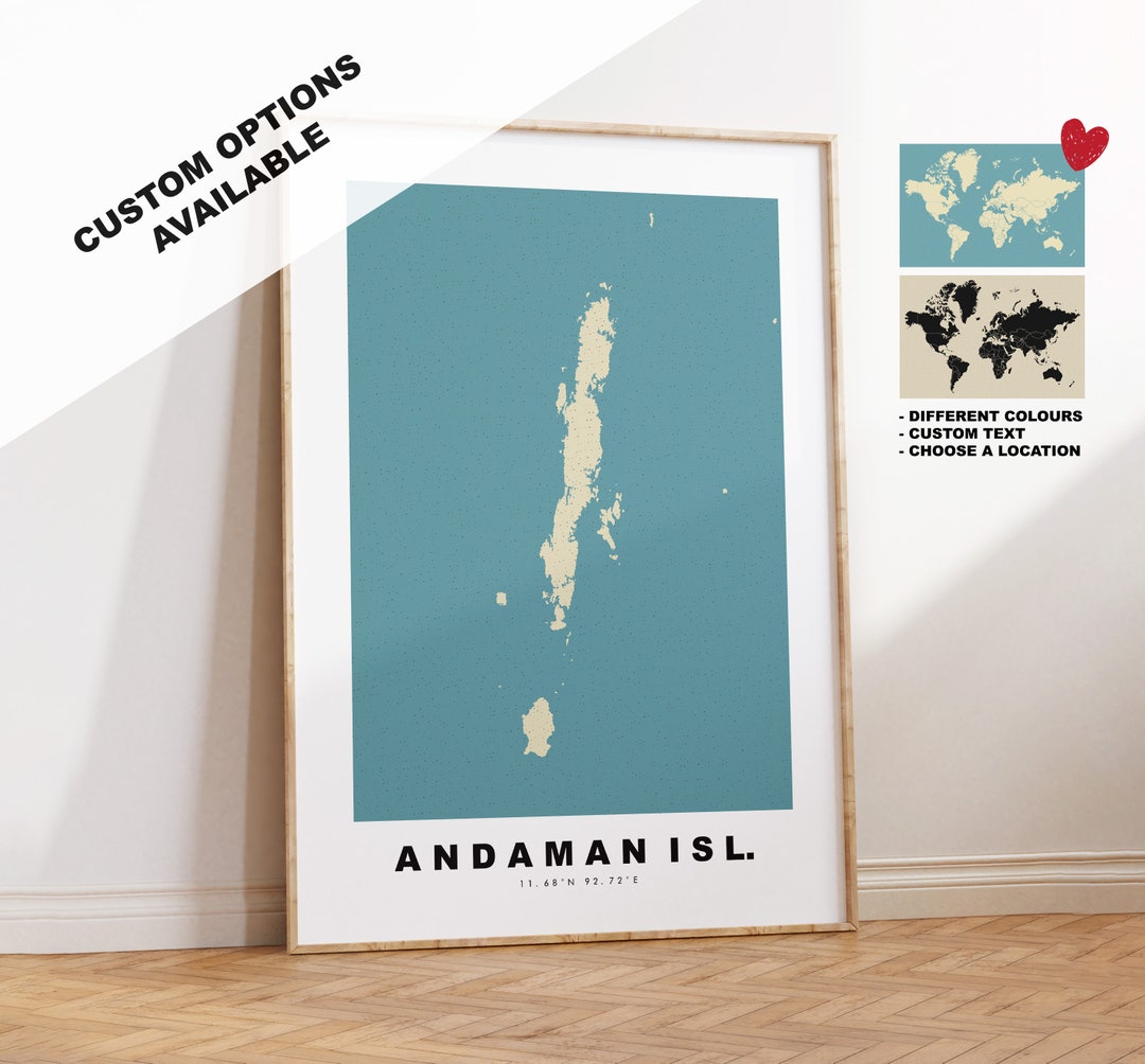 Andaman Islands Map Print - Personalised Map Gift - Framed or Canvas ...