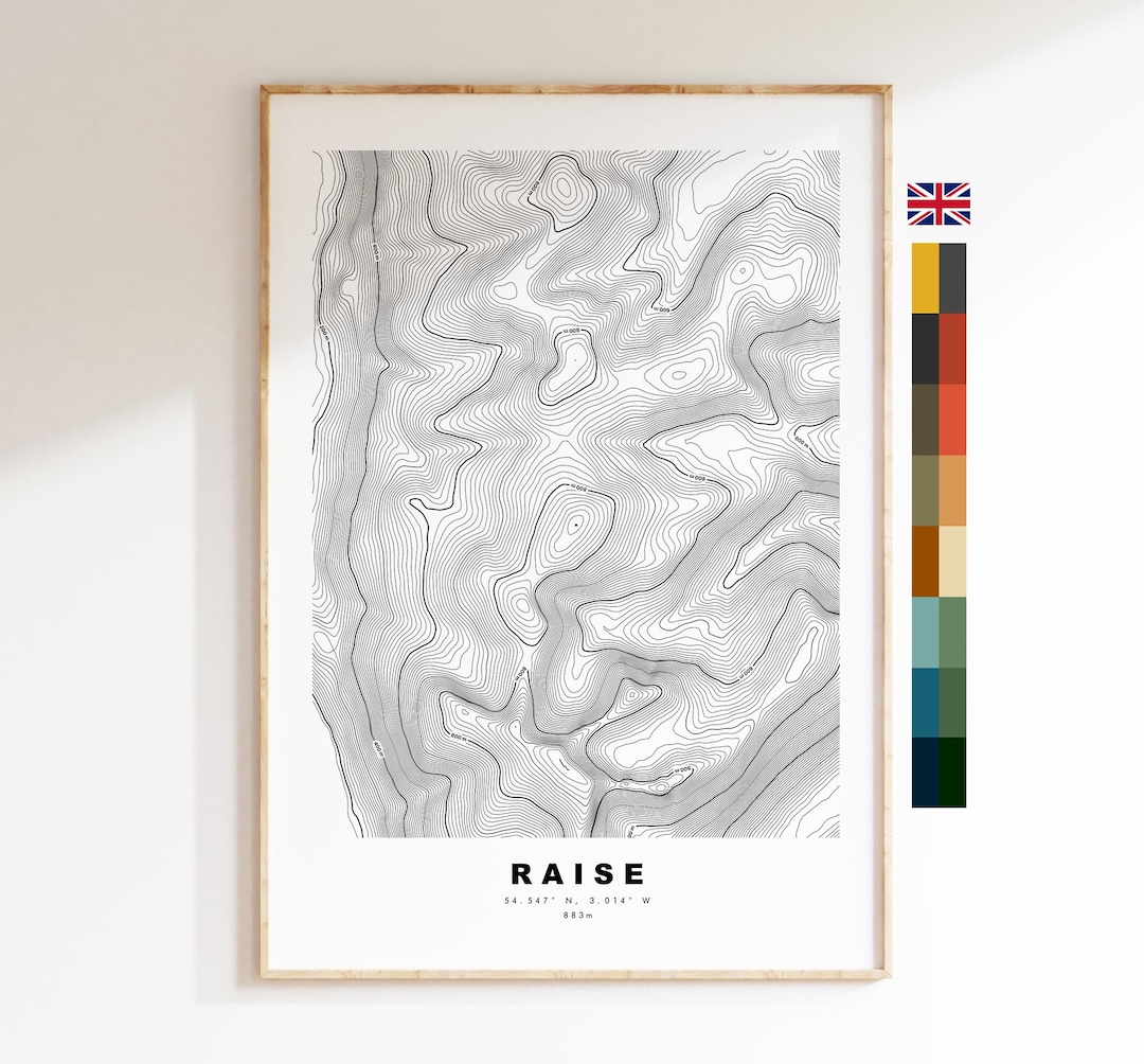 Raise Print - Contour Map - Raise Lake District Map - Lake District ...