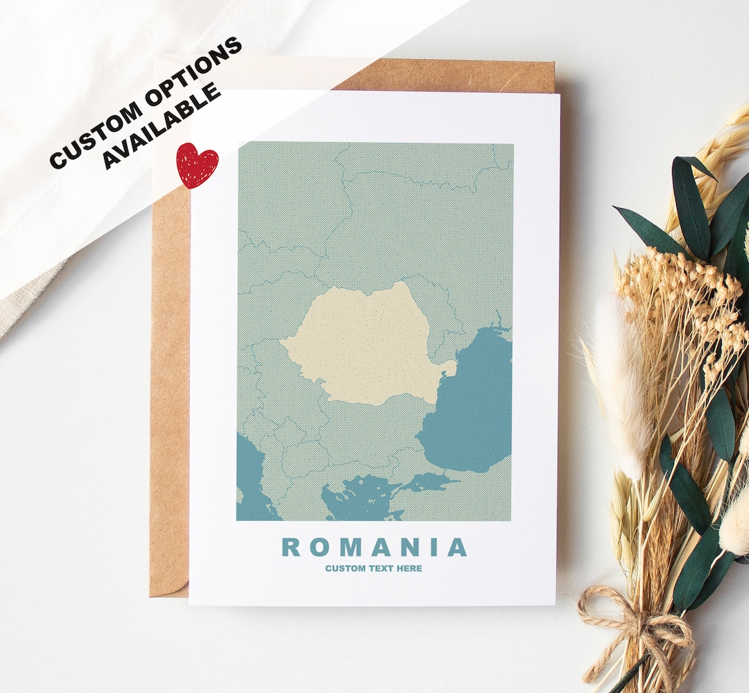 Romania Greeting Card - Custom Options Available - Kraft Envelope ...