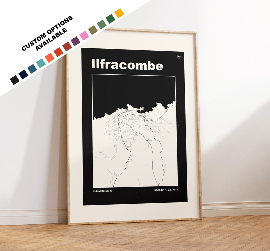 Ilfracombe Map Print Custom Options/colours Available - Etsy