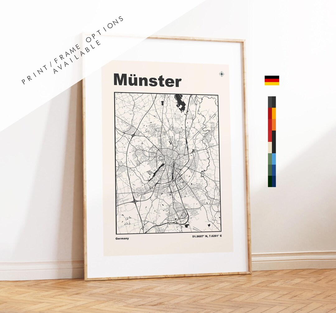 Munster Map Print - Münster City Map - Germany - Prints or Framed ...